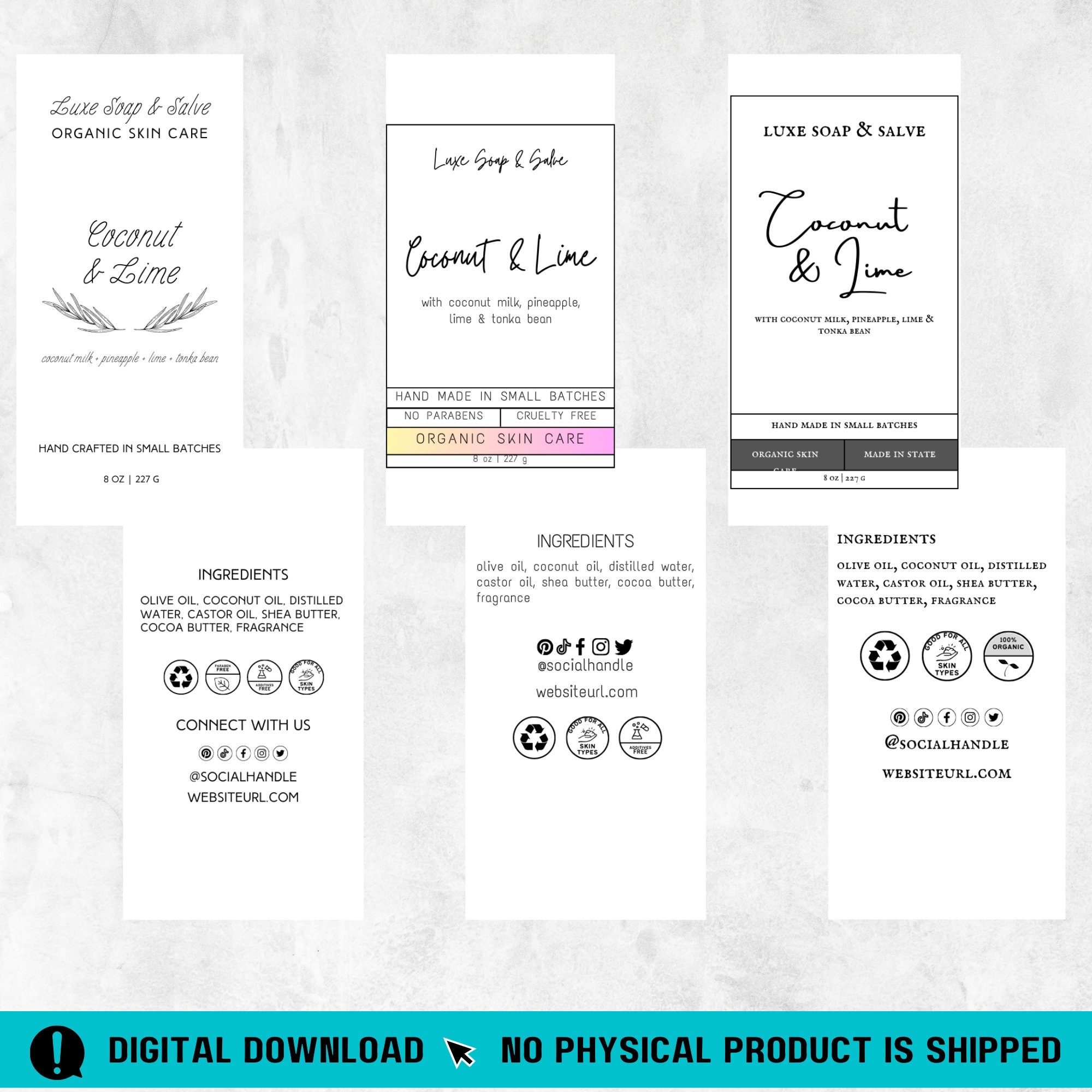 Wrap Around Vertical Soap Band Label Template Editable Soap Wrapper ...