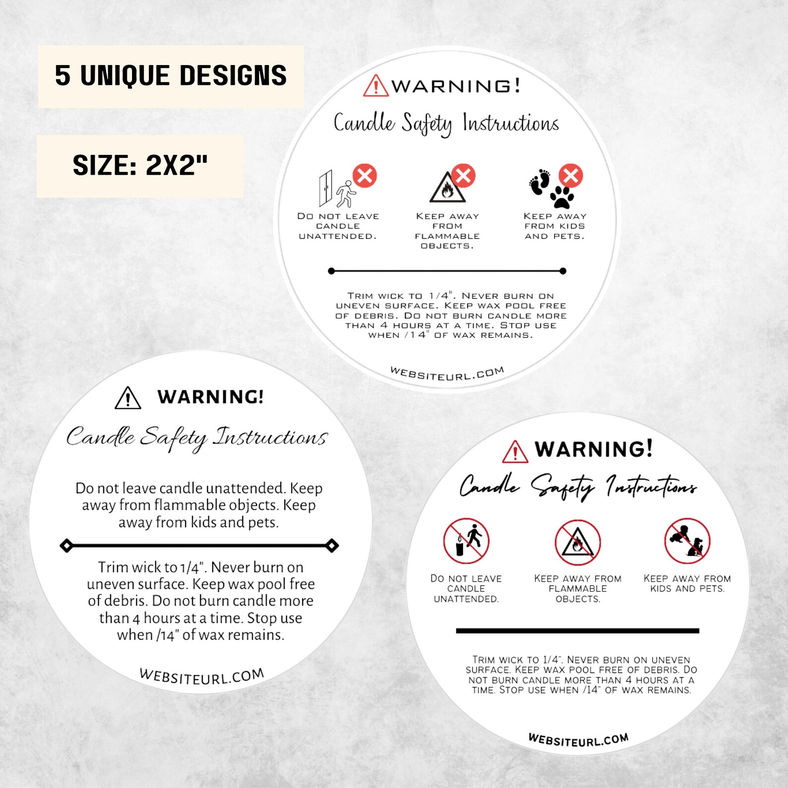 Candle Safety Label Template Printable Candle Warning Label ...
