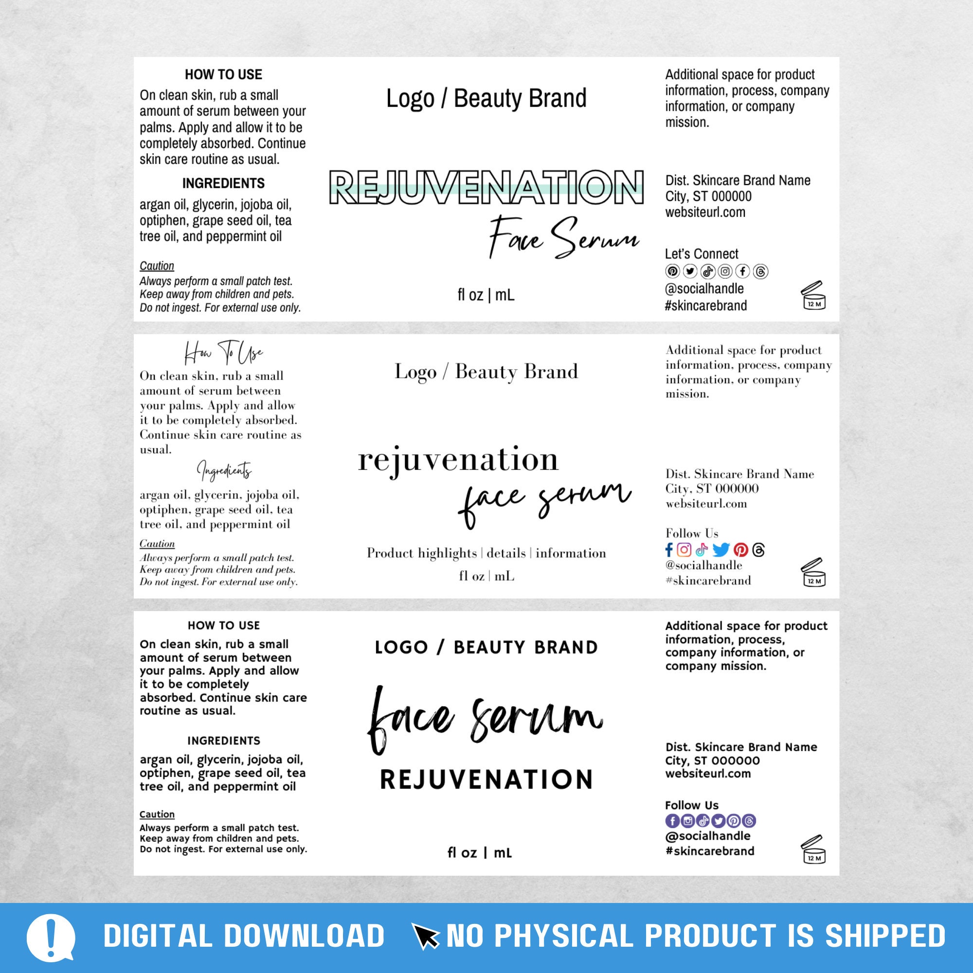 Face Serum Dropper Bottle Label Template Editable Skincare Oil - Etsy