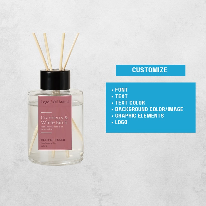 Editable Scented Oil Diffuser Label Template Custom Fragrance Oil ...