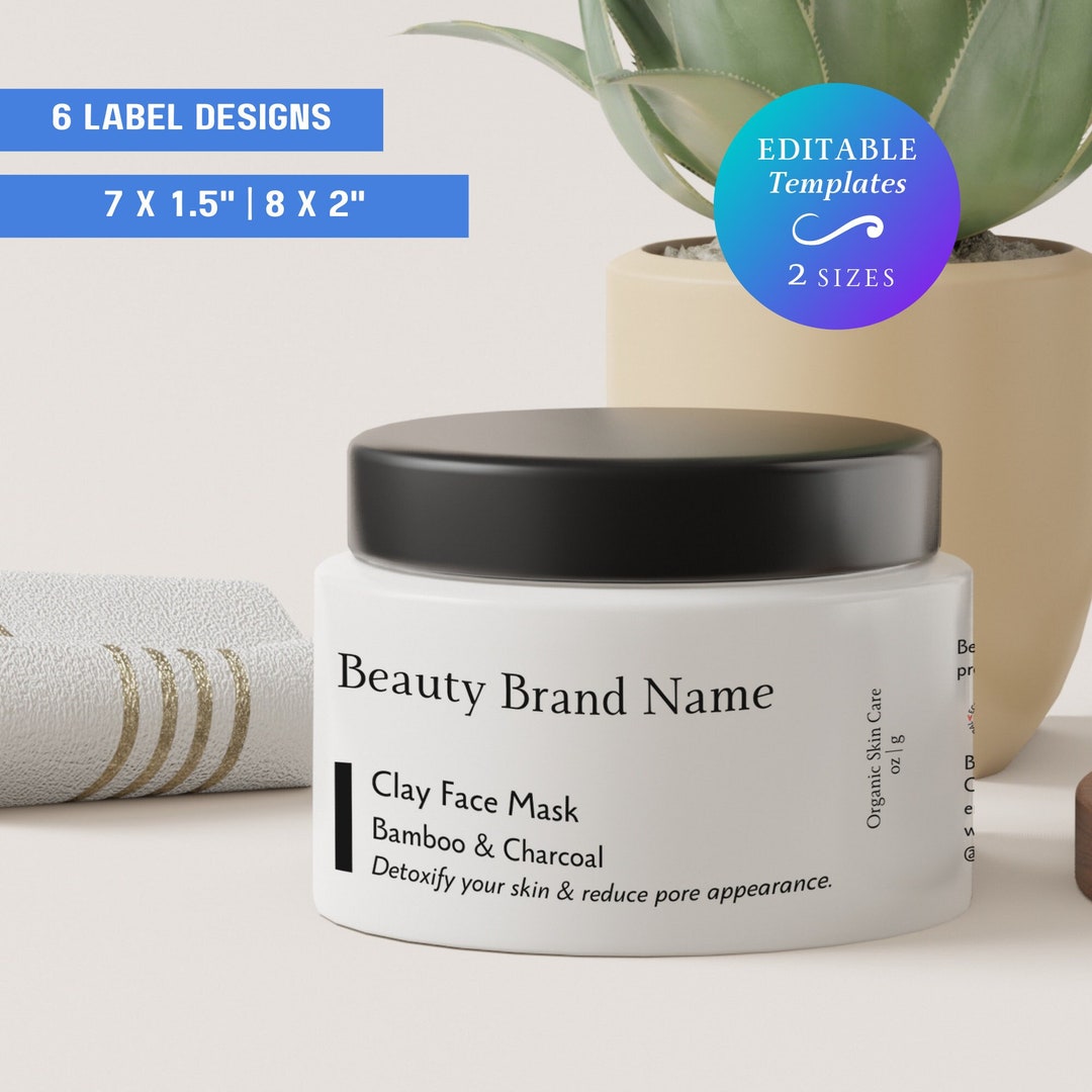 Face Mask Cosmetic Jar Label Template Customizable Handmade Beauty ...
