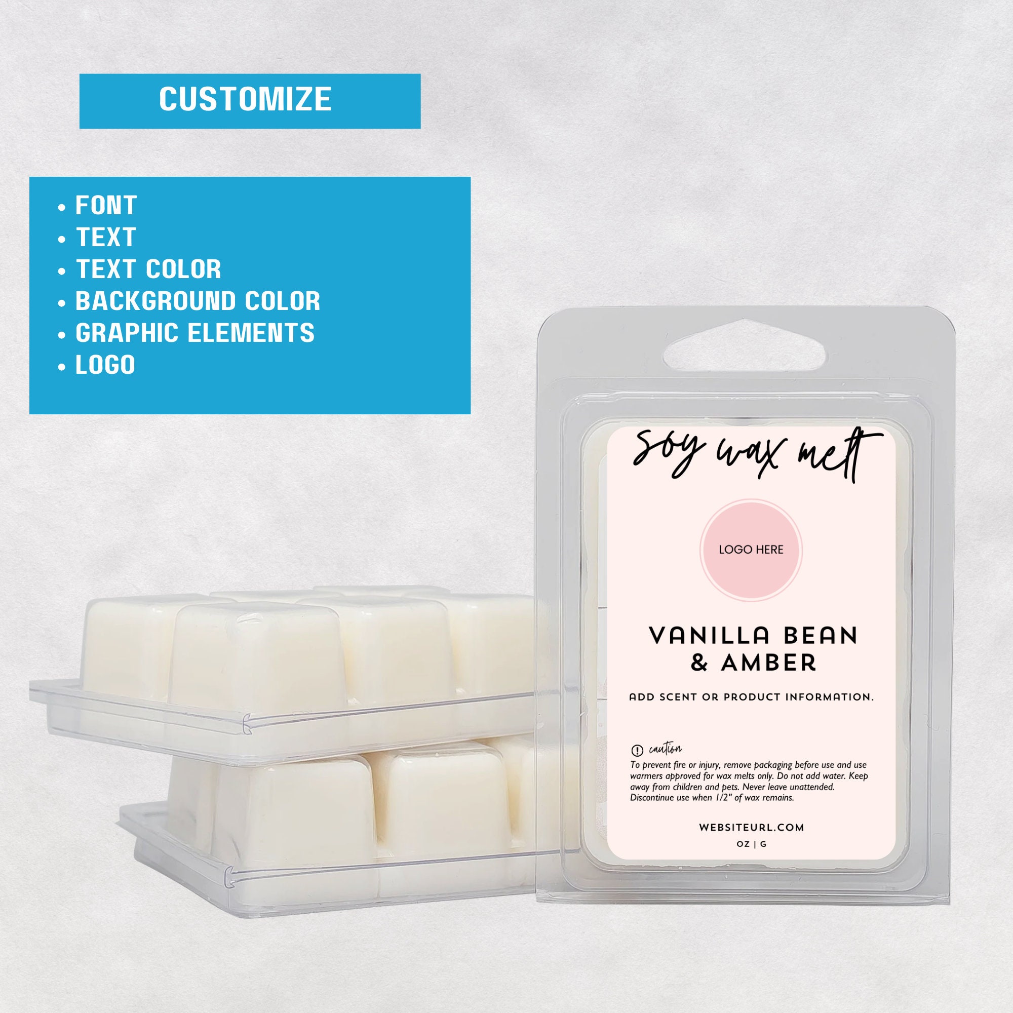 Clamshell Wax Melt Label Template Editable Handmade Soy Wax Melt Label ...