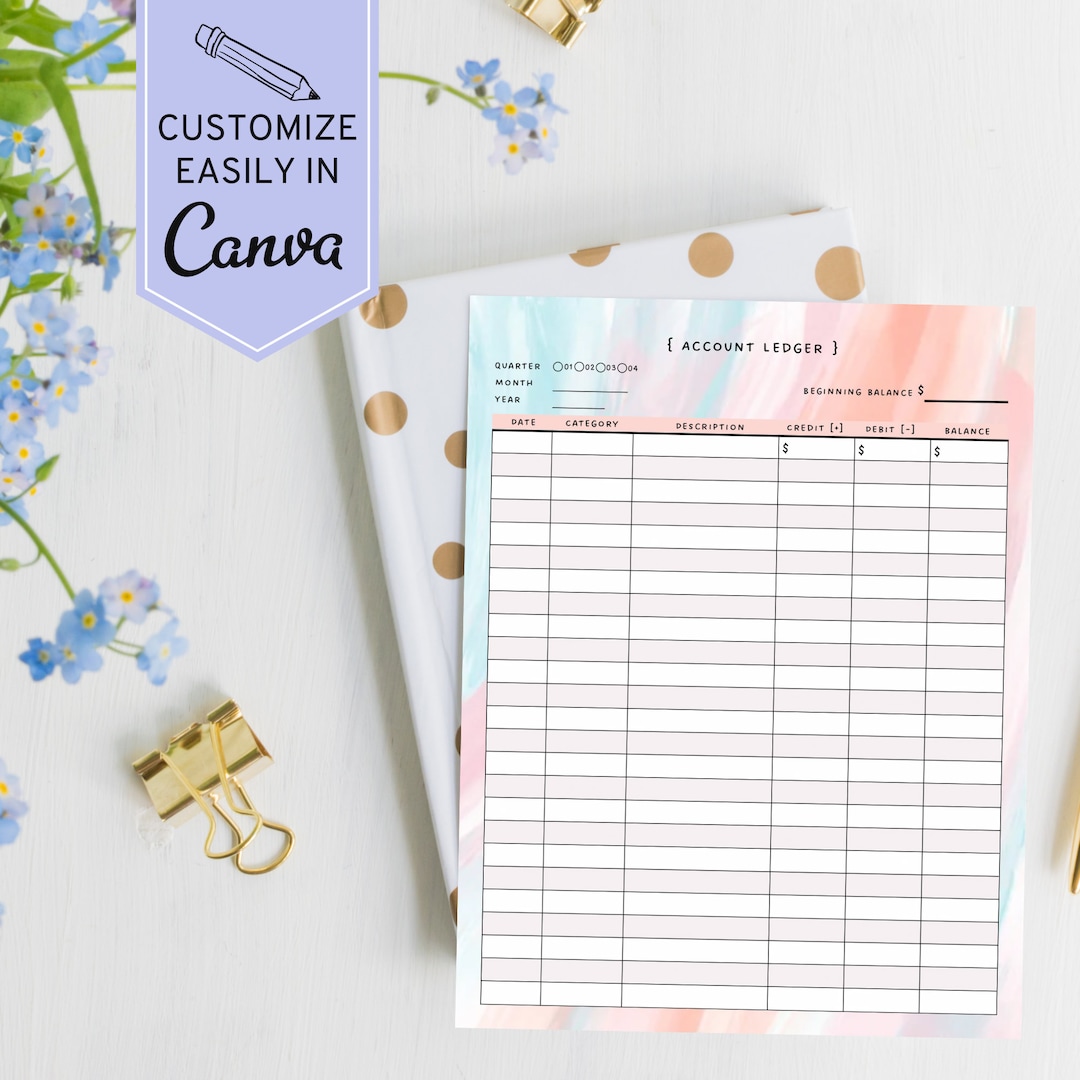Small Business Accounting Templates DIY Account Ledger Customizable ...