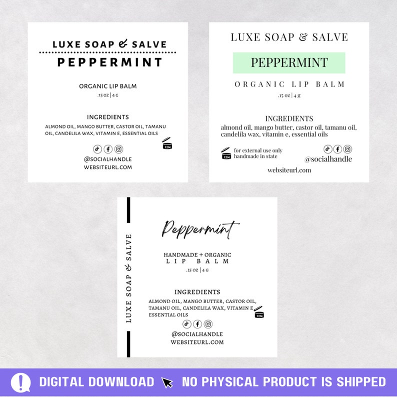 Custom Lip Balm Label Template Printable Blank Tube Lip Balm Label ...