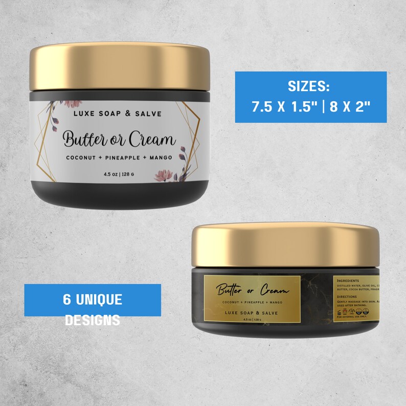 Wrap Around Cosmetic Jar Label Template Print at Home Body Butter ...