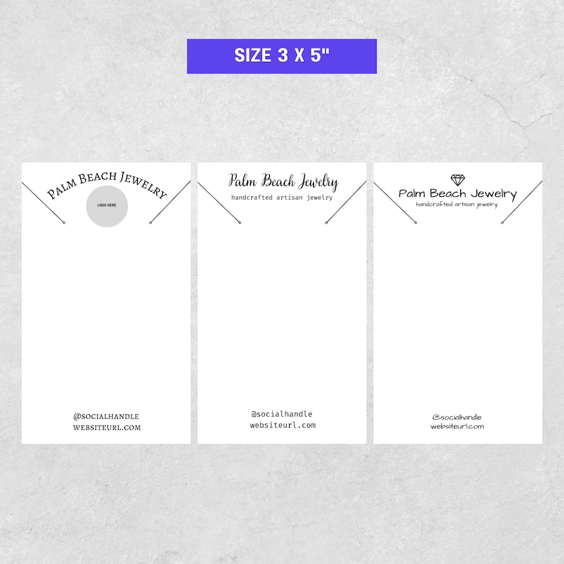 Jewelry Necklace Card Template Editable Necklace Display Card Template ...