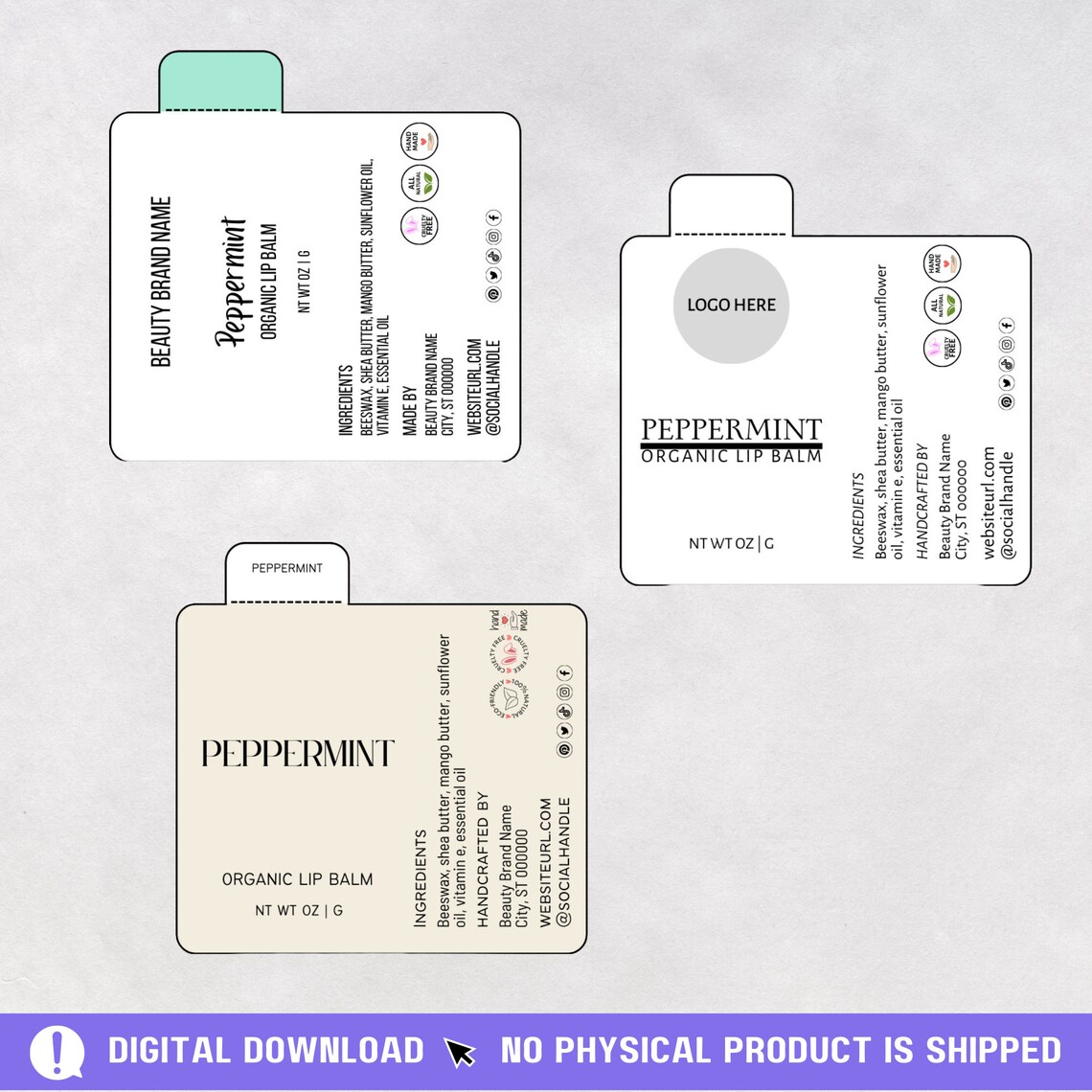 Lip Balm Tube Label With Safety Seal Template Editable Lip Balm Label ...