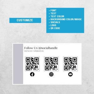 Editable Social Media QR Card Template Custom DIY 5x3" QR Code Social ...