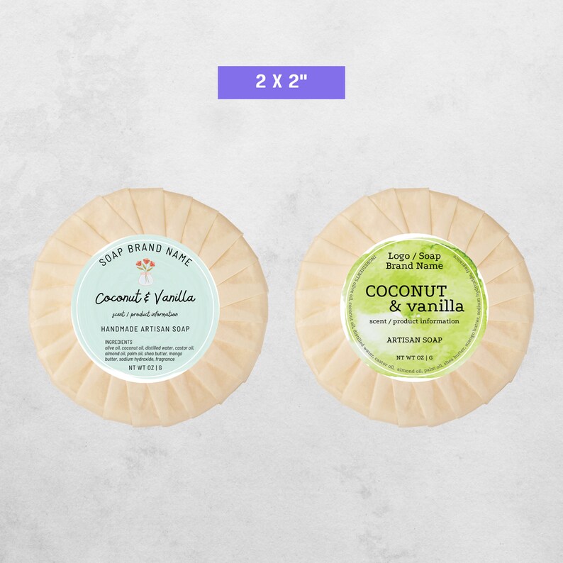 Round 2" Watercolor Soap Label Template Editable Circular 2" Soap Bar ...