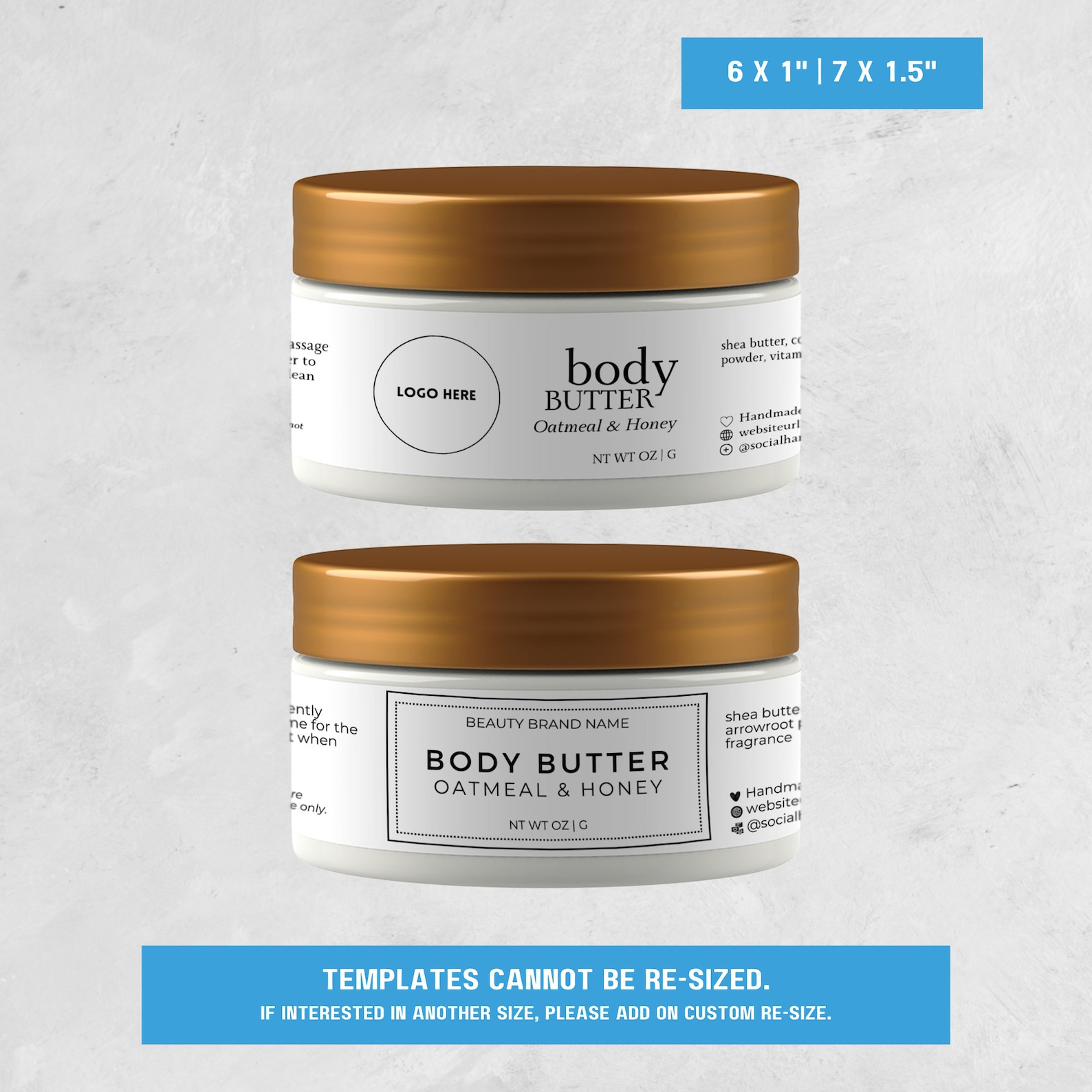 Body Butter Cosmetic Jar Wrap Around Label Template Printable Balm Jar ...