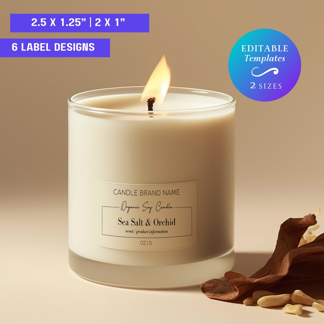 Organic Candle Tin Label Template Custom Soy Wax Candle Label DIY ...