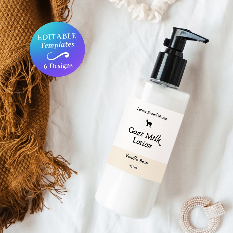 Editable Lotion Bottle Label Template in Canva Handmade Goat Milk ...