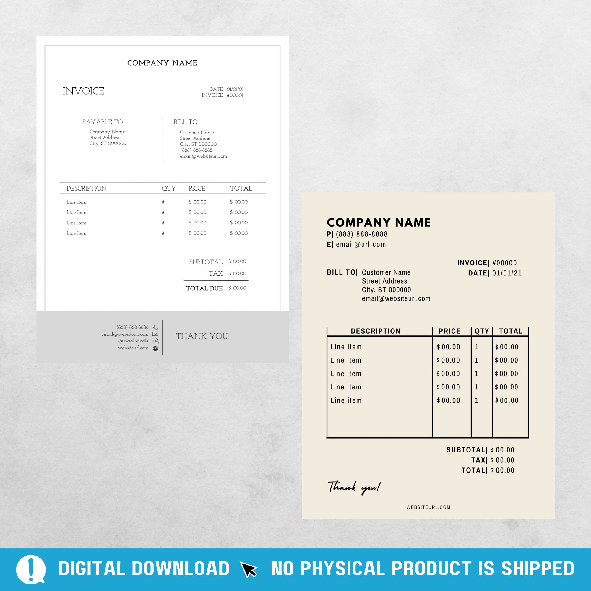Editable Invoice Template for Freelance or Service Professional ...