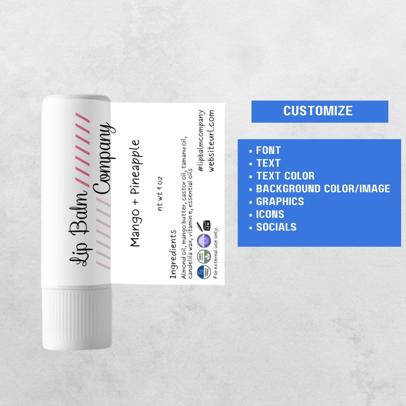 Editable Lip Balm Label Template for Canva DIY Organic Lip Balm Tube ...