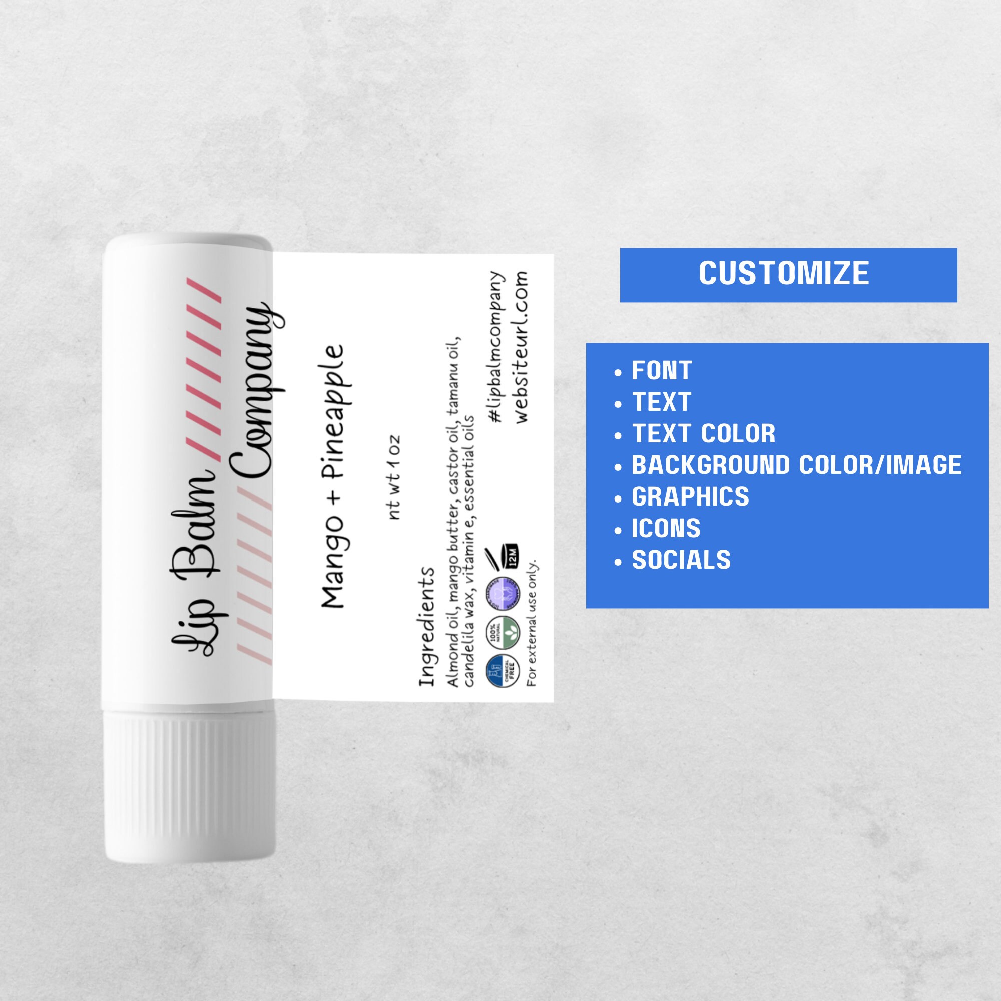 Editable Lip Balm Label Template for Canva DIY Organic Lip Balm Tube ...