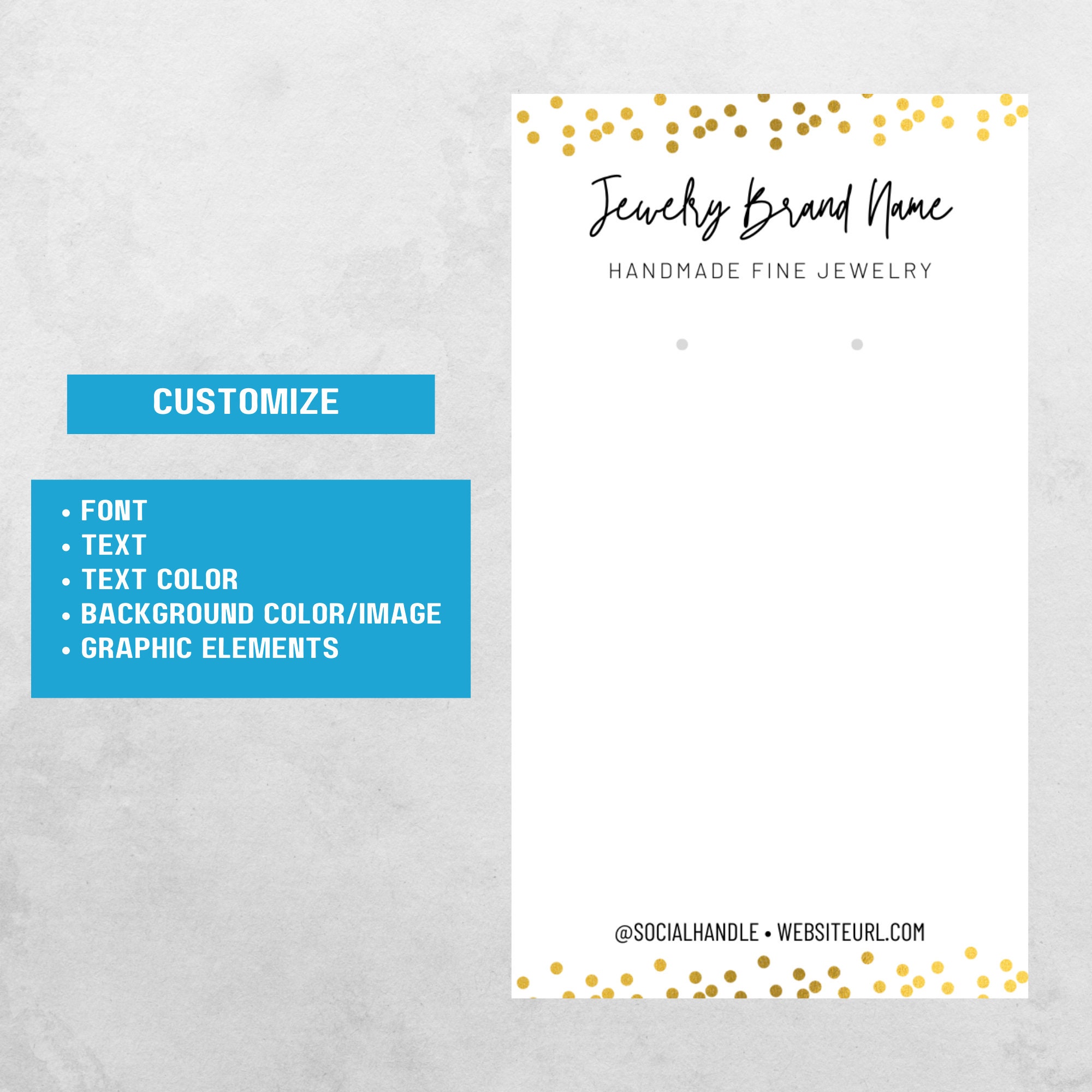 Gold Earring Display Card Template Editable Earring Card Design Custom ...