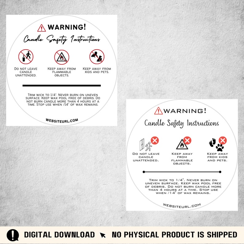Candle Safety Label Template Printable Candle Warning Label ...