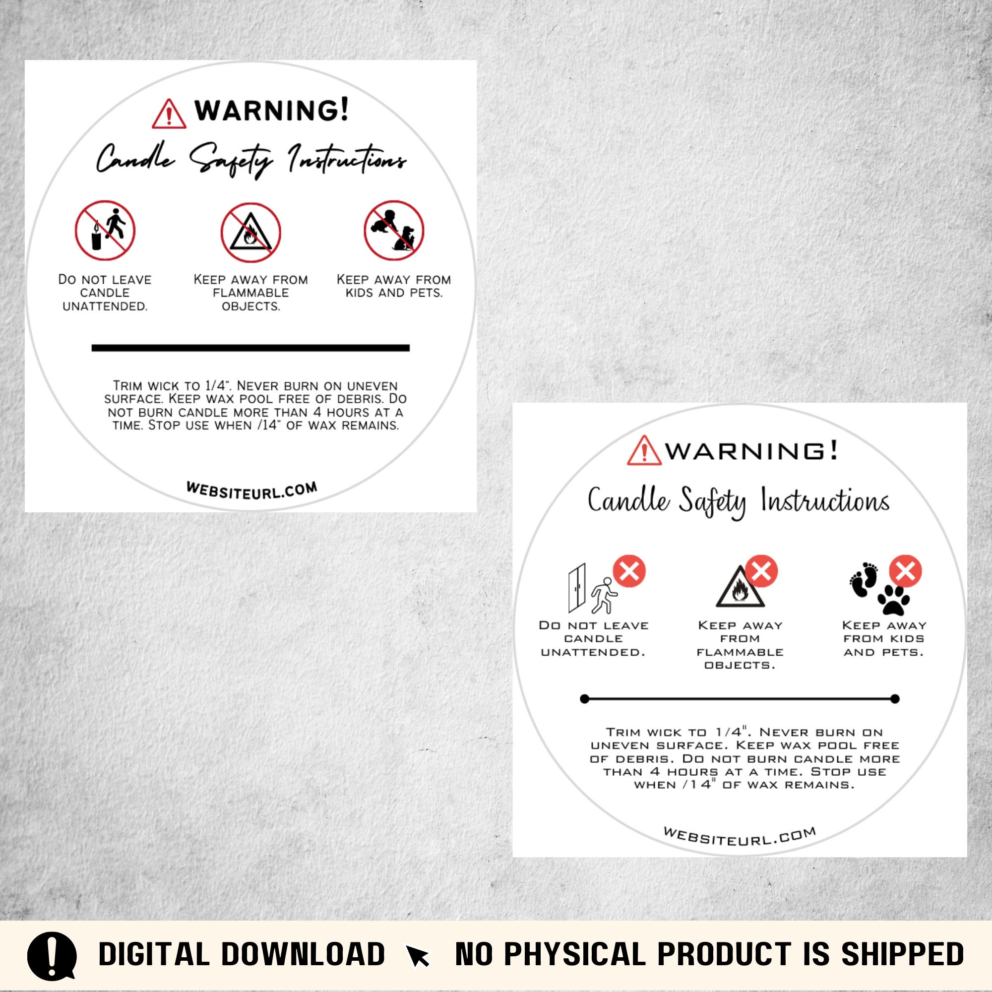 Candle Safety Label Template Printable Candle Warning Label ...