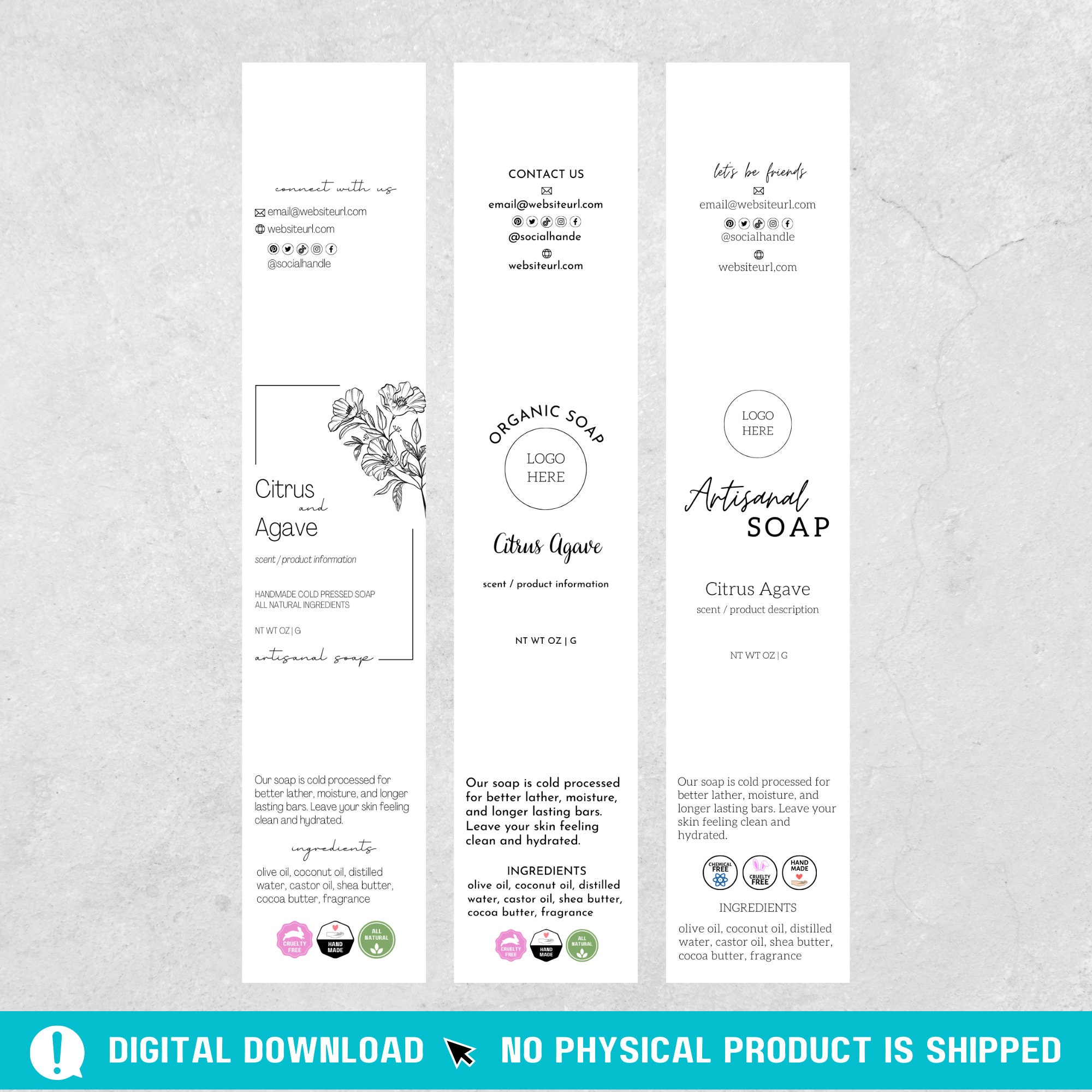 Vertical Wrap Around Soap Band Label Template Editable Modern Soap Bar ...