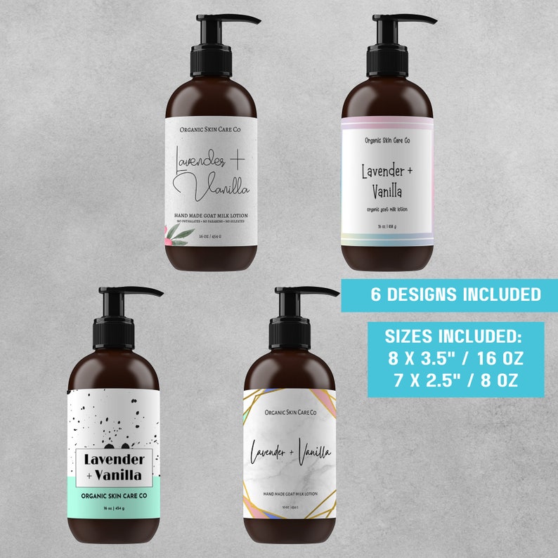 8 Oz 16 Oz Wrap Around Bottle Label Template Print at Home Pump Bottle ...