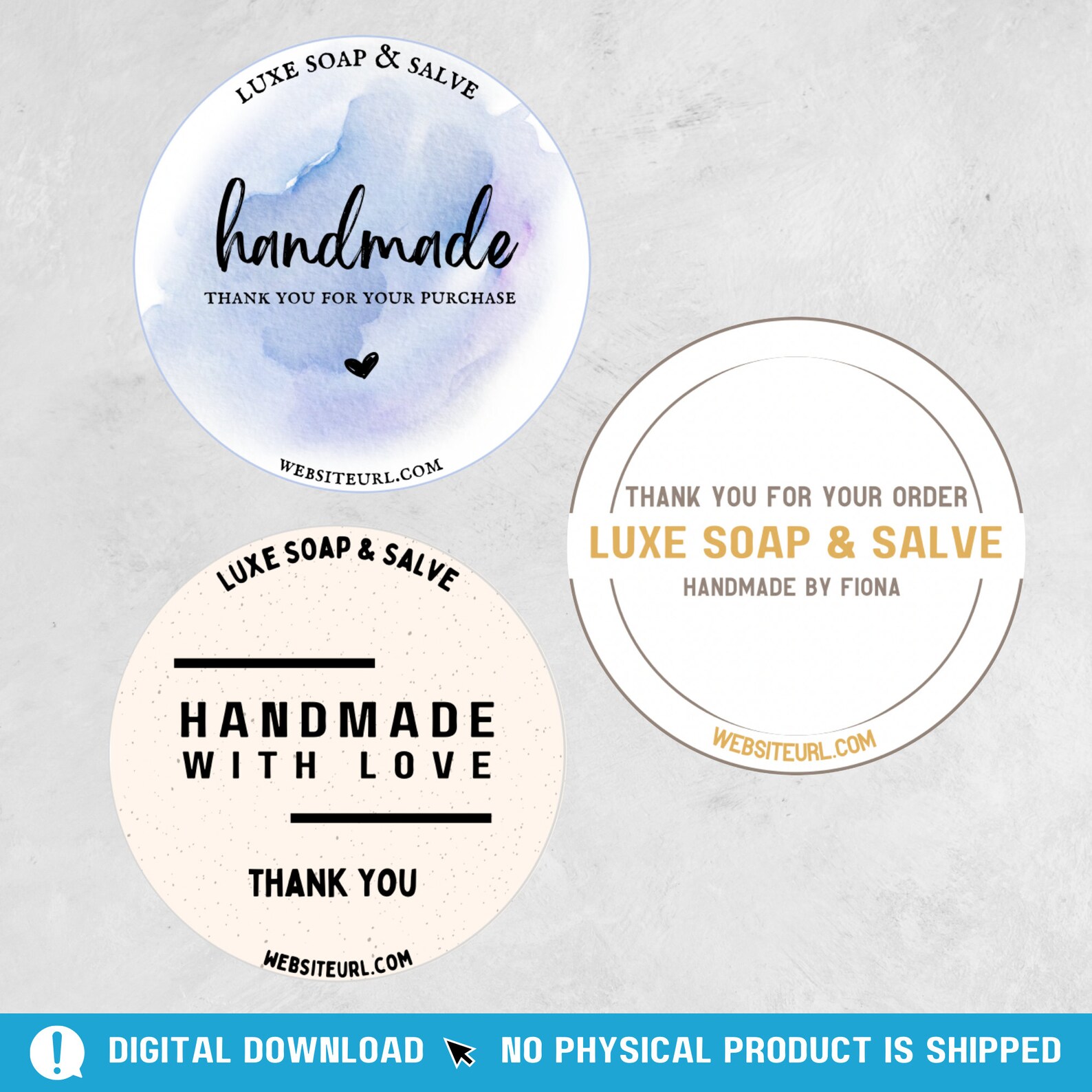 Round Handmade/thank You Label Template Custom Circle Handmade Sticker ...