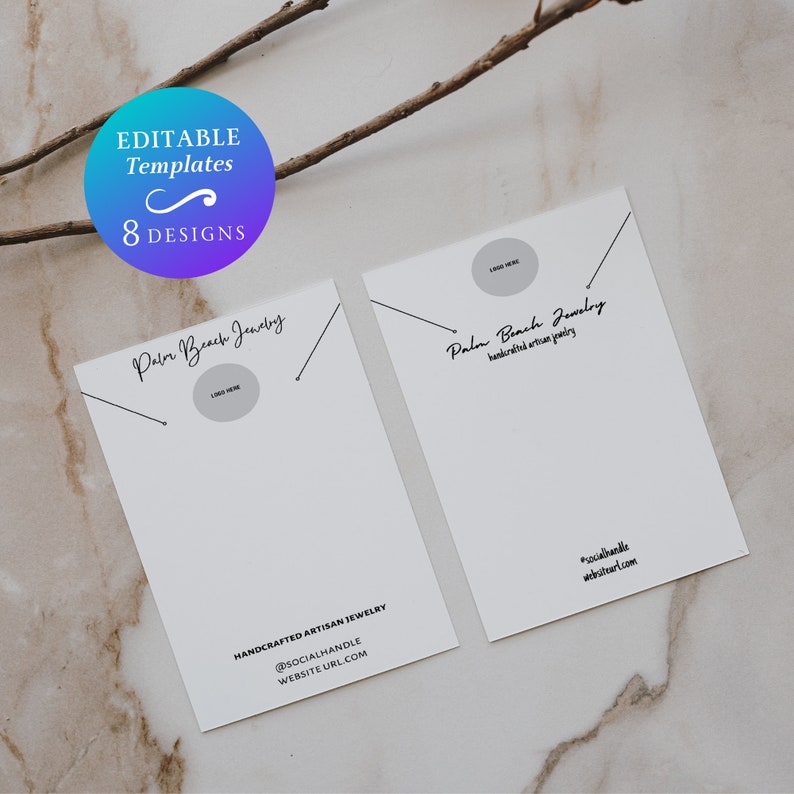 Jewelry Necklace Card Template Editable Necklace Display Card Template ...