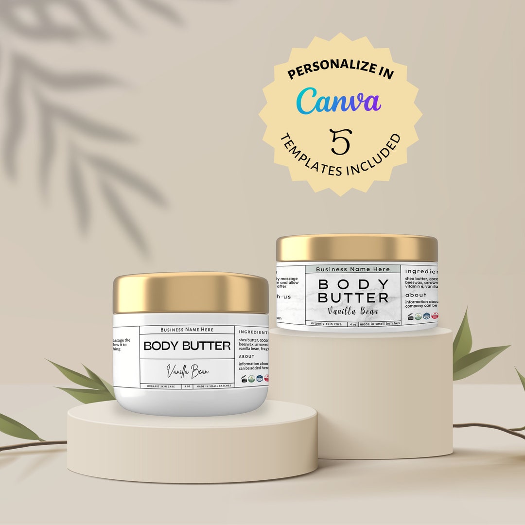 Wrap Around Body Butter Jar Label Template Handmade Balm - Etsy