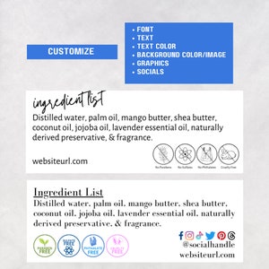 Address Rectangle Ingredient List Label Template Editable Small ...