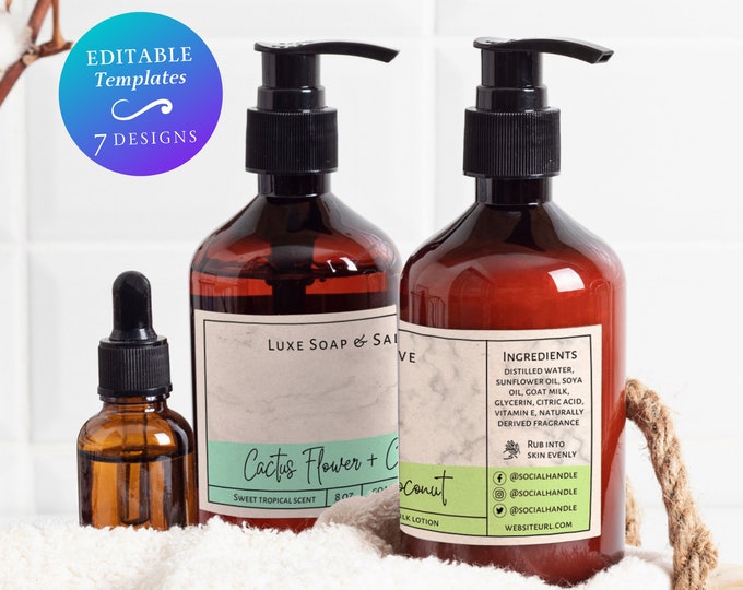 Editable Body Lotion Label Template Canva - DIY Goat's Milk Skincare ...
