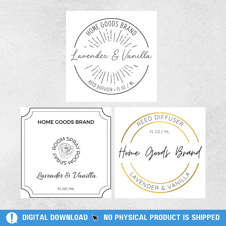 Square Reed Diffuser Label Template Editable Essential Oil Diffuser ...