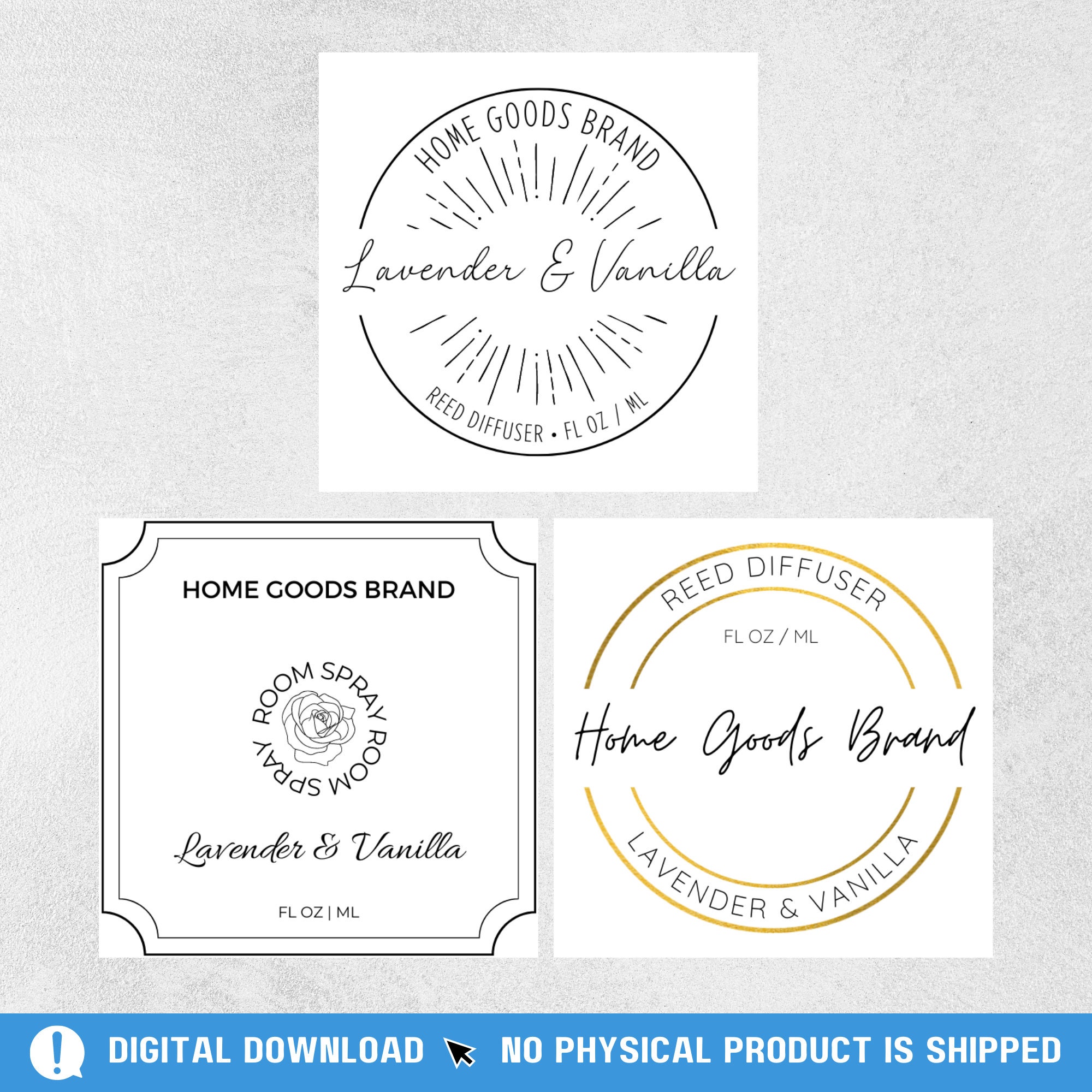 Square Reed Diffuser Label Template Editable Essential Oil Diffuser ...
