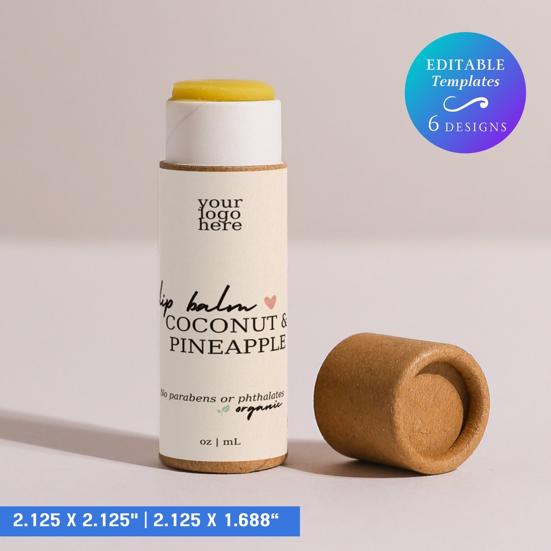 Wrap Around Lip Balm Tube Label Template Editable Handmade Lip Balm ...