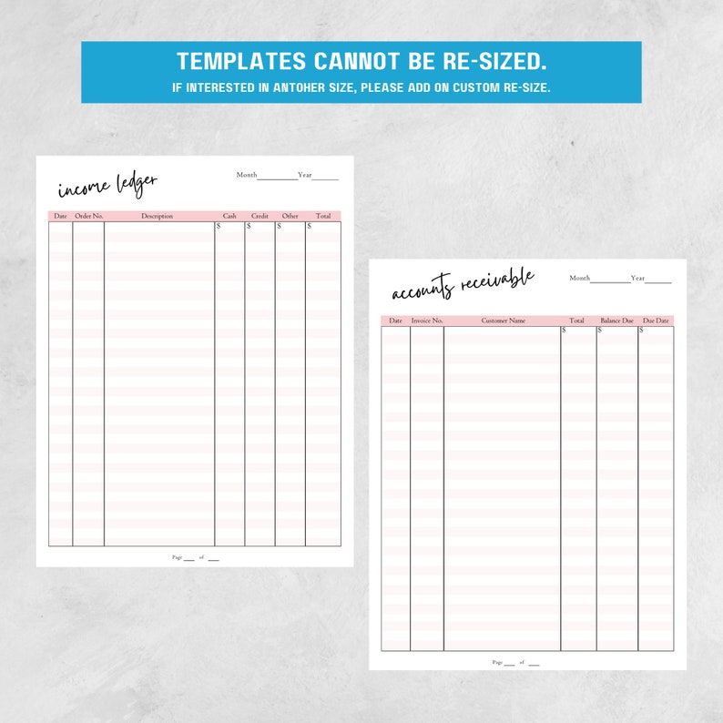 DIY Small Business Accounting Bundle Template Editable Accounting Ledger, Income Statement ...