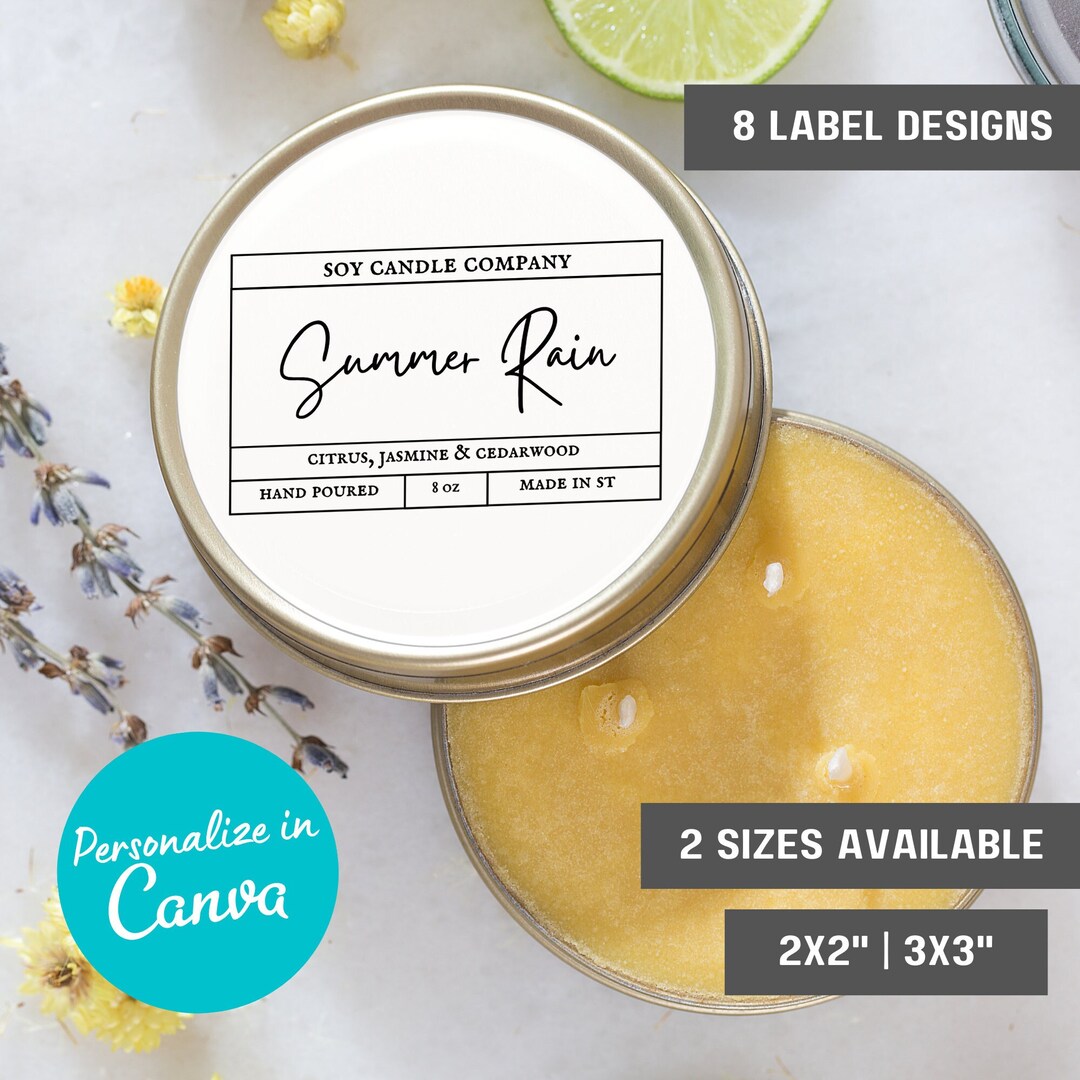 Soy Wax Round Candle Label Template Minimal Round Candle Sticker ...