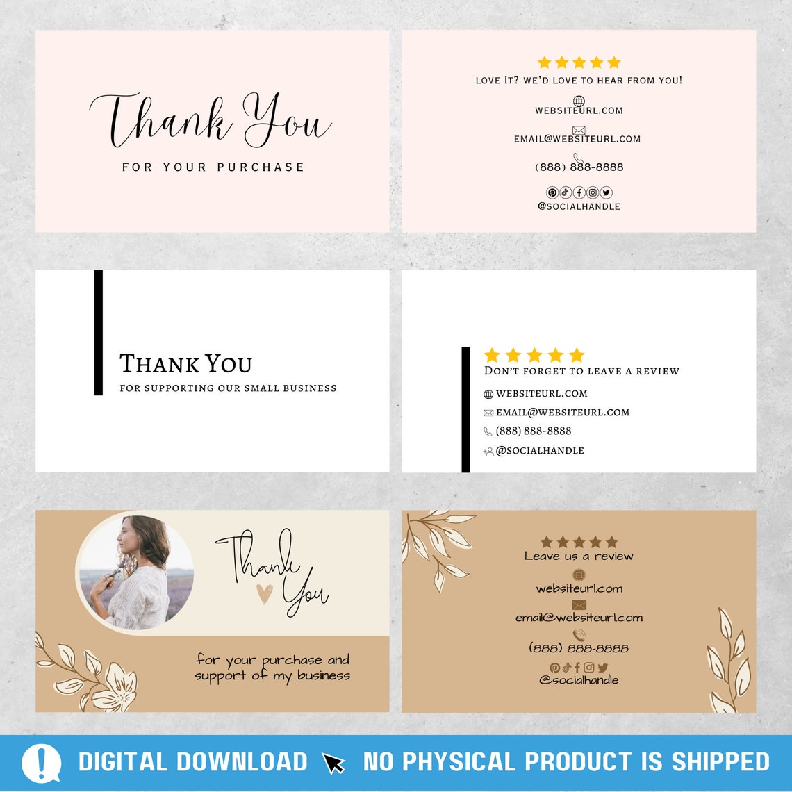 Thank You Card Insert Template for Small Business Printable Thank You ...