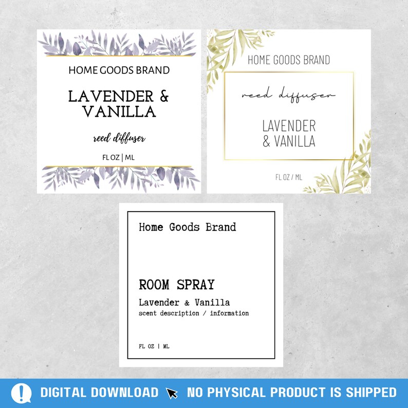 Square Reed Diffuser Label Template Editable Essential Oil Diffuser ...