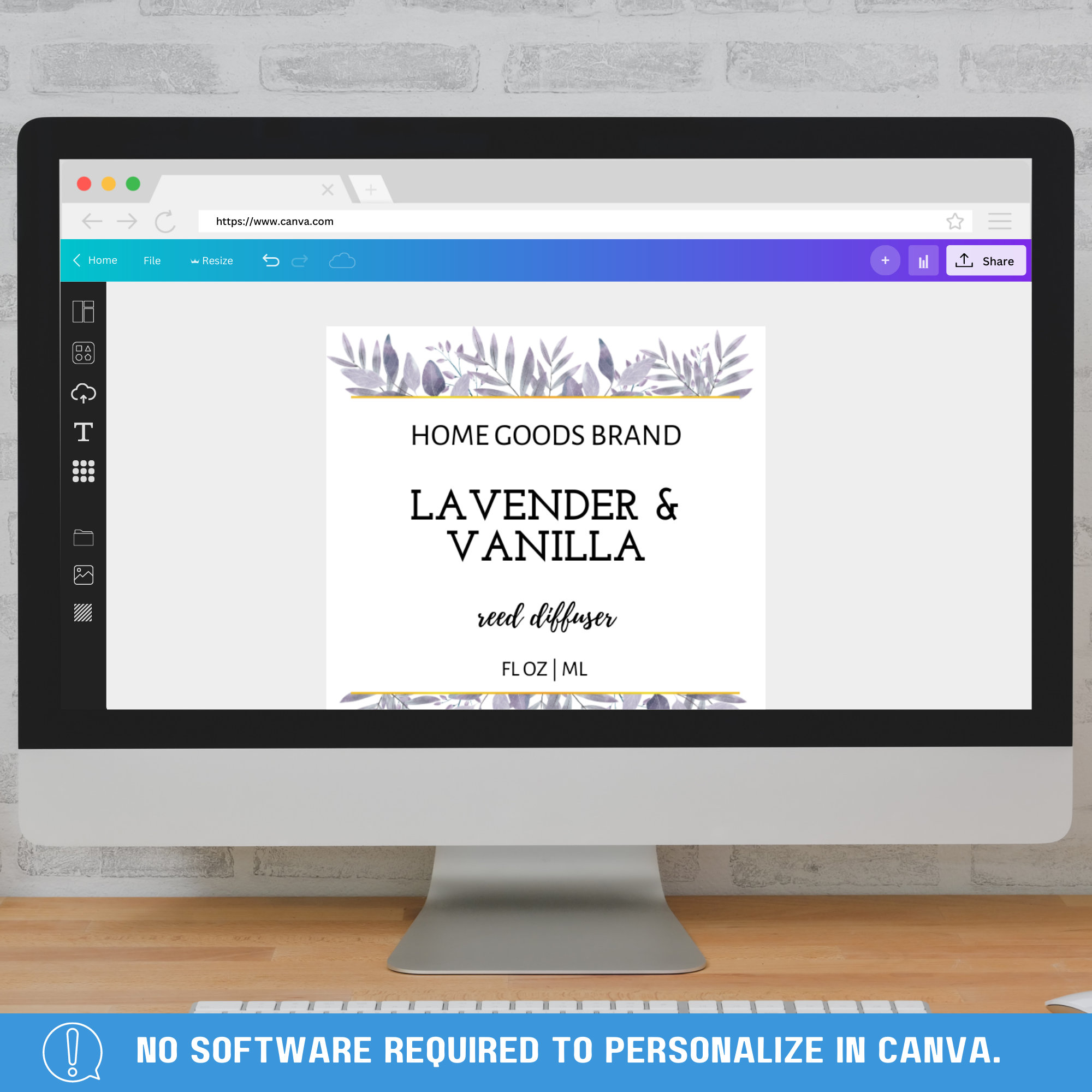 Square Reed Diffuser Label Template Editable Essential Oil Diffuser ...