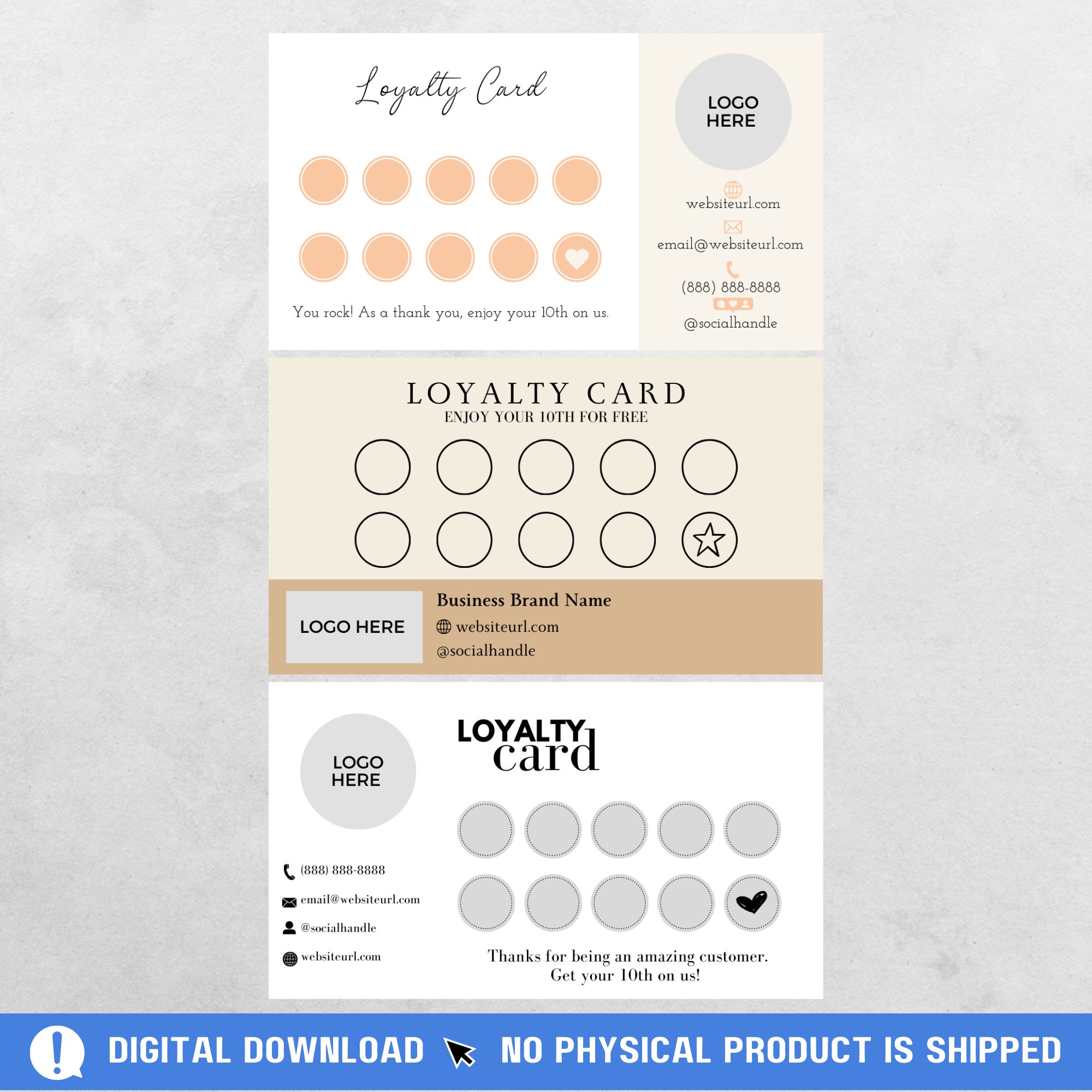 Loyalty Program Reward Card Template Editable Reward Program Card ...