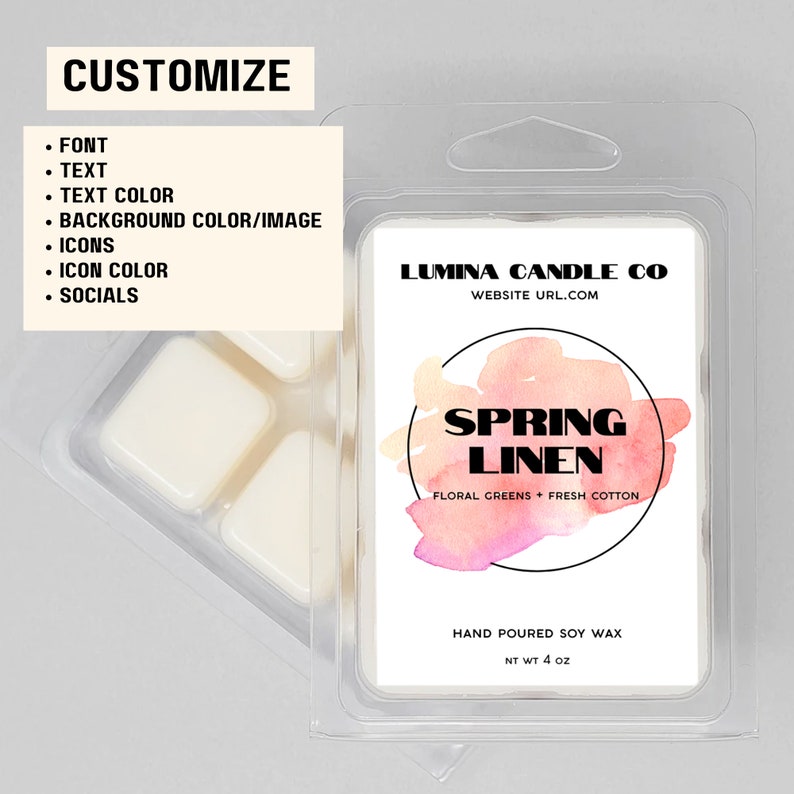 Wax Clamshell Mold Label Template Blank Wax Melt Label Handmade Wax ...