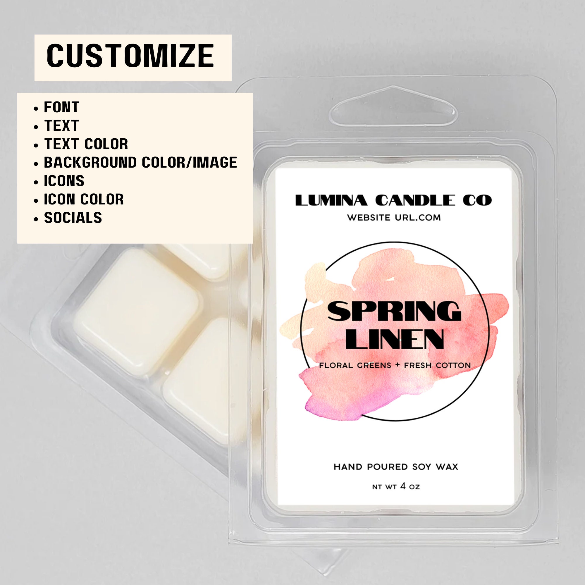 Wax Clamshell Mold Label Template Blank Wax Melt Label Handmade Wax ...