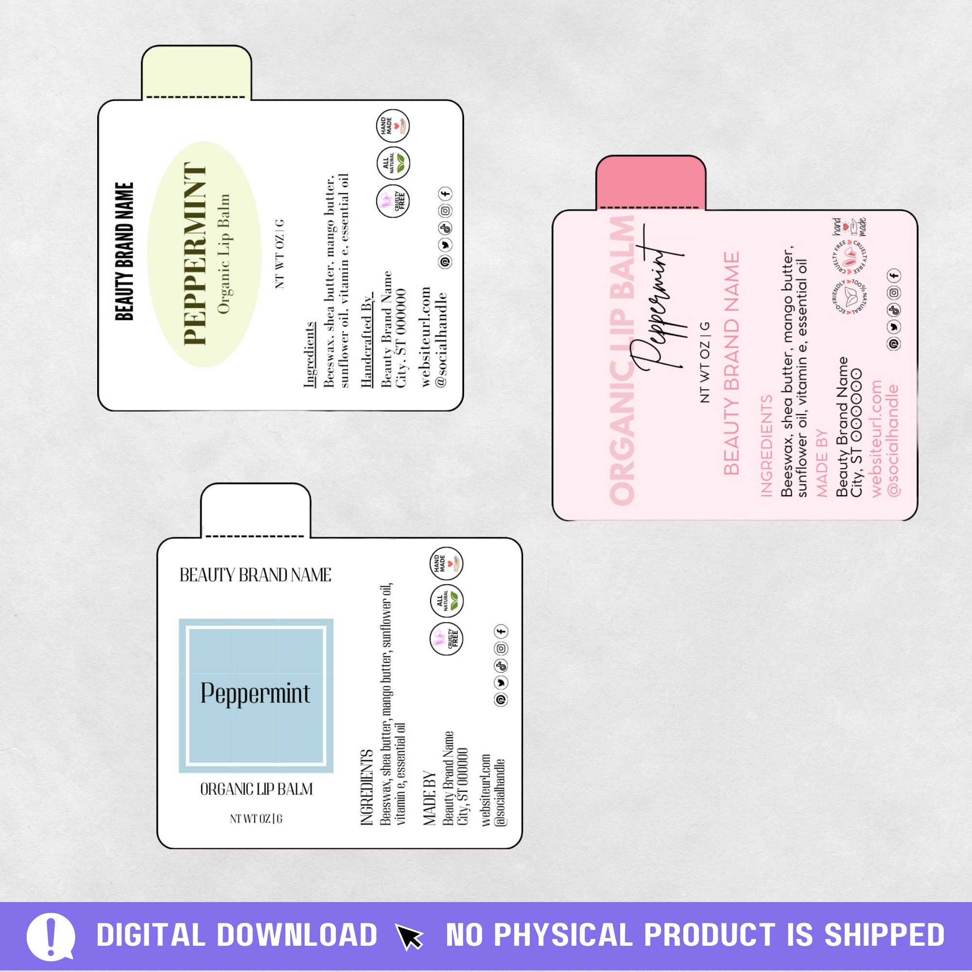 Lip Balm Tube Label With Safety Seal Template Editable Lip Balm Label ...