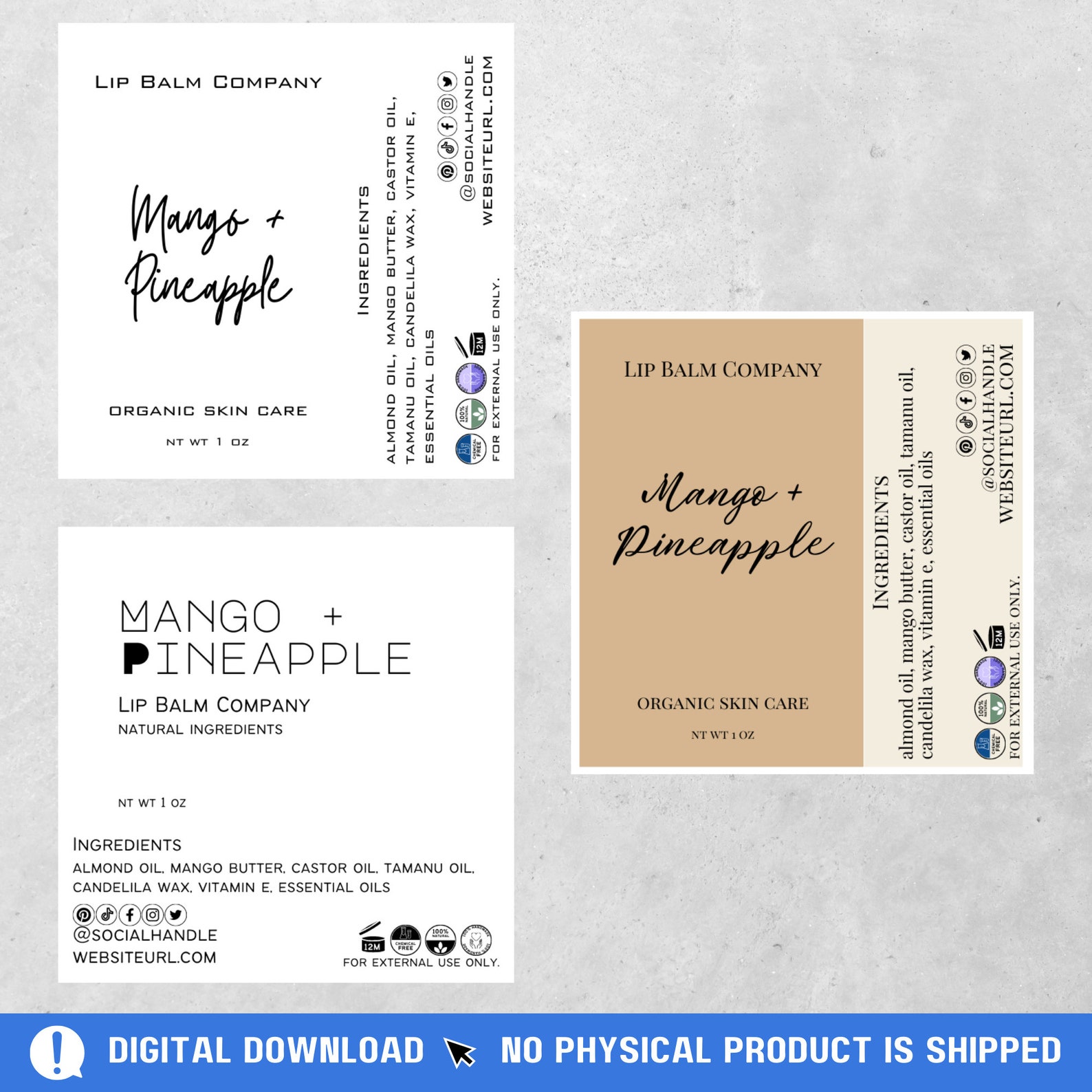 Editable Lip Balm Label Template for Canva DIY Organic Lip Balm Tube ...