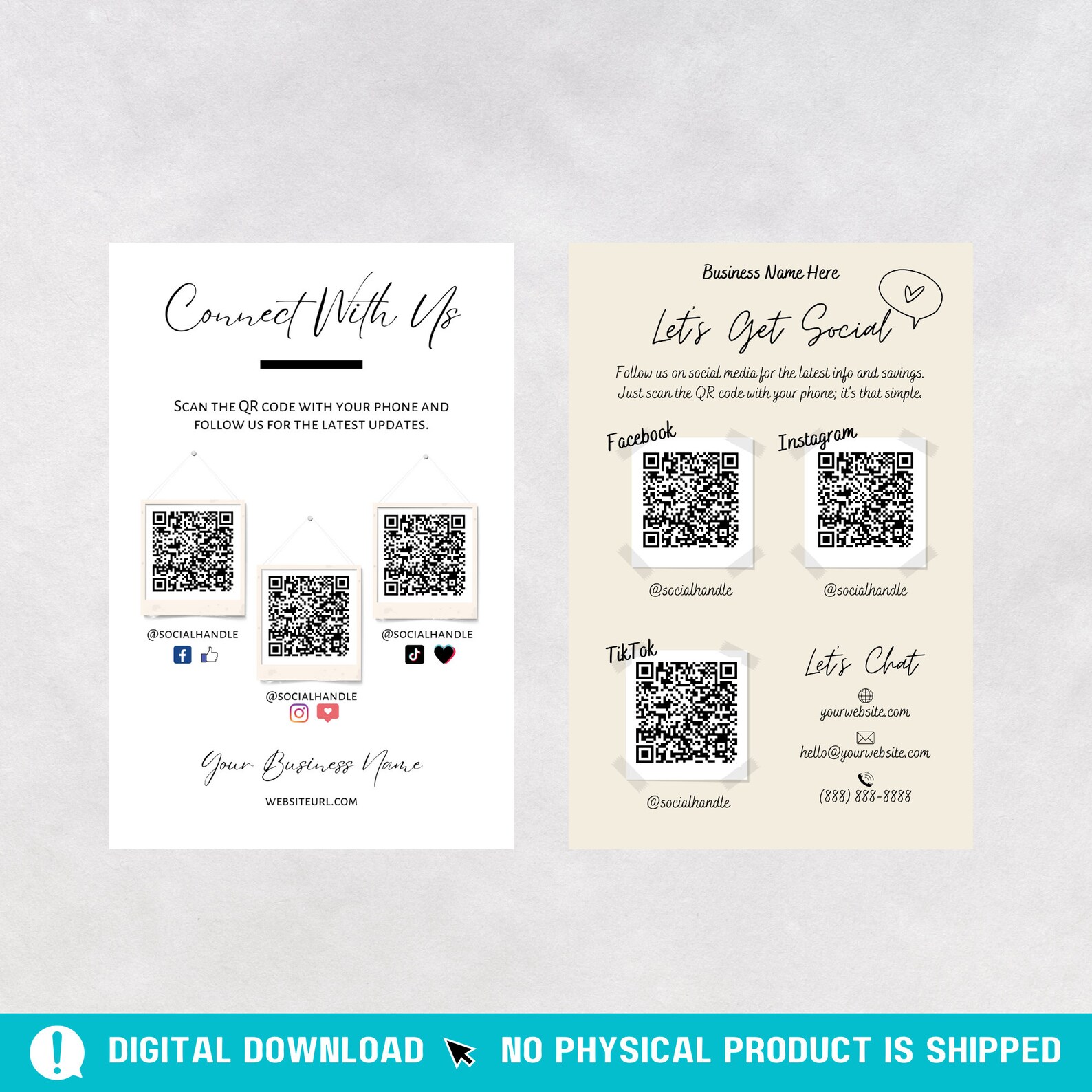 Social Media QR Customizable Card Template Small Business Social Card ...