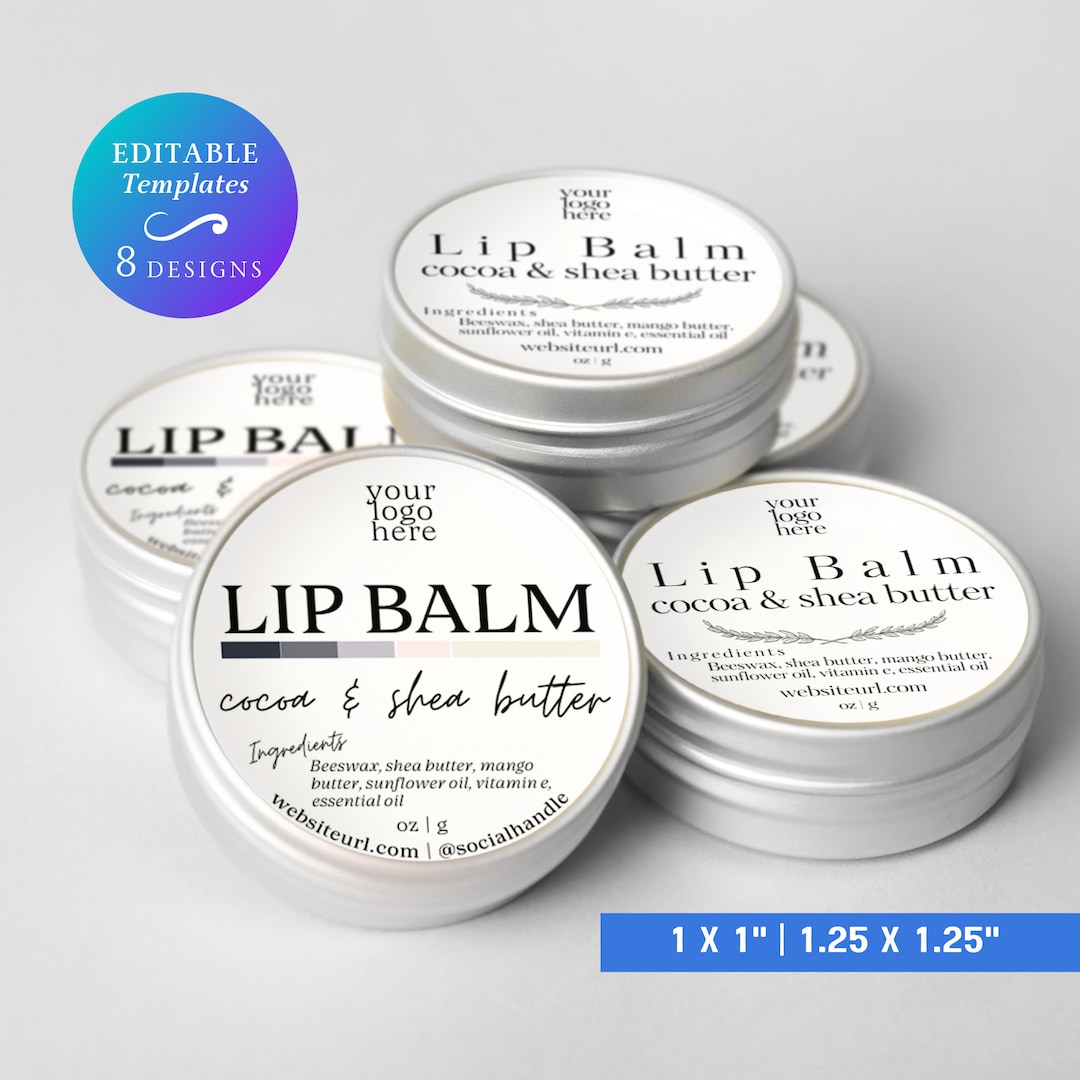 Round Lip Balm Tin Label Canva Template Editable Round Lip Balm Sticker ...