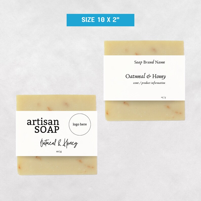 Soap Bar Wrap Around Label Template Custom Artisan Soap Wrapper Label ...