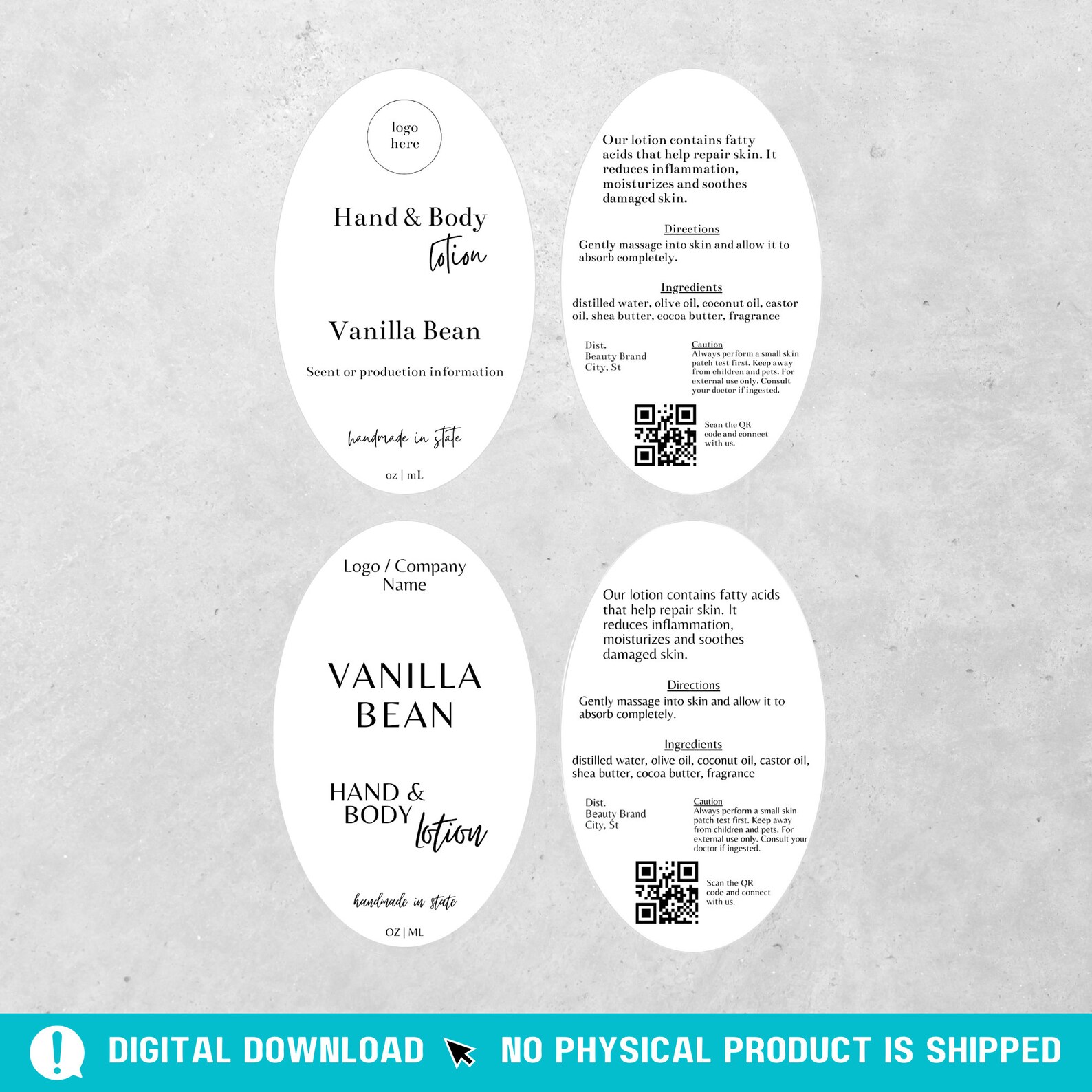 Oval Hand & Body Lotion Label Template Editable Oval Lotion Label ...