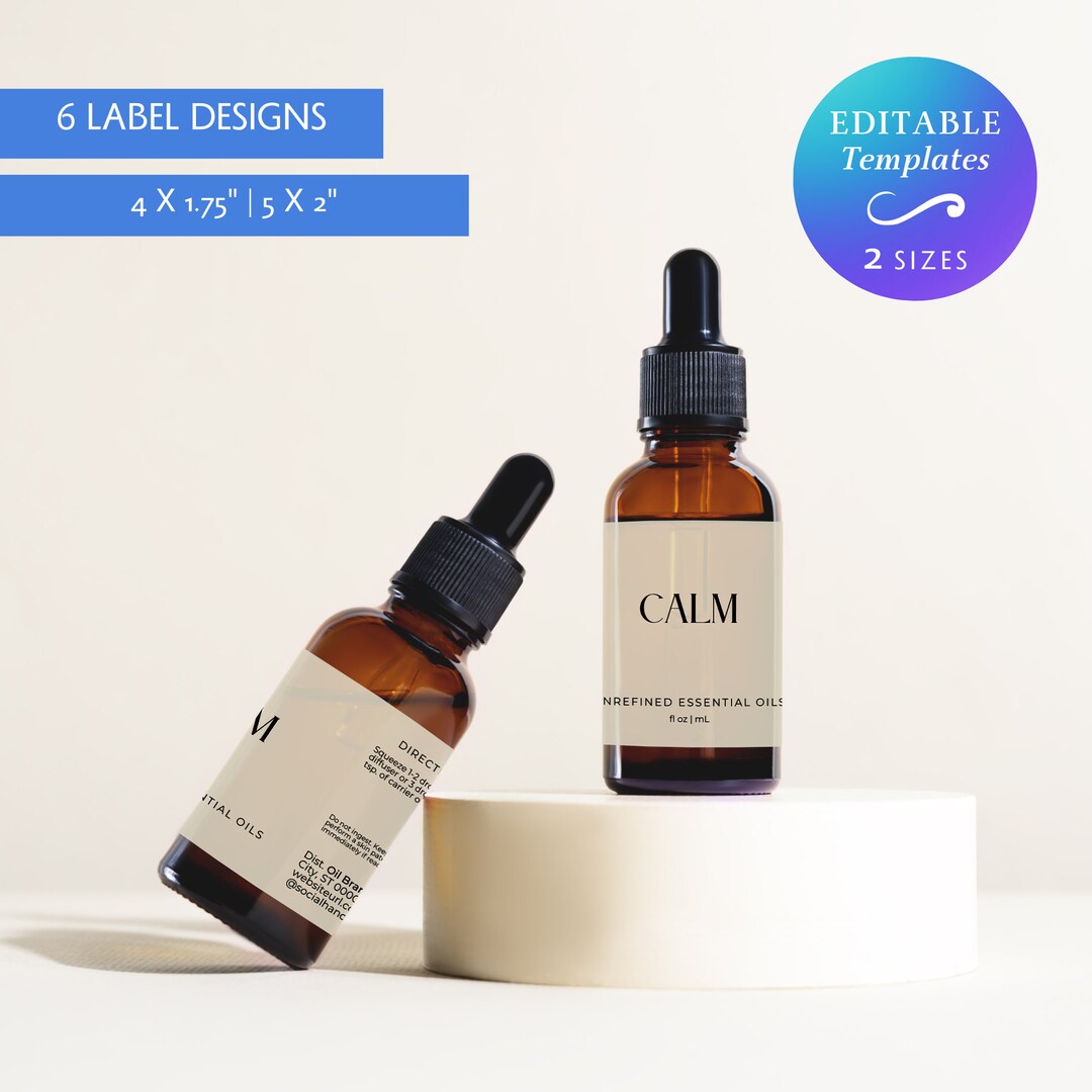 Essential Oil Eye Dropper Label Template Custom Oil Dropper Label 2 Oz ...