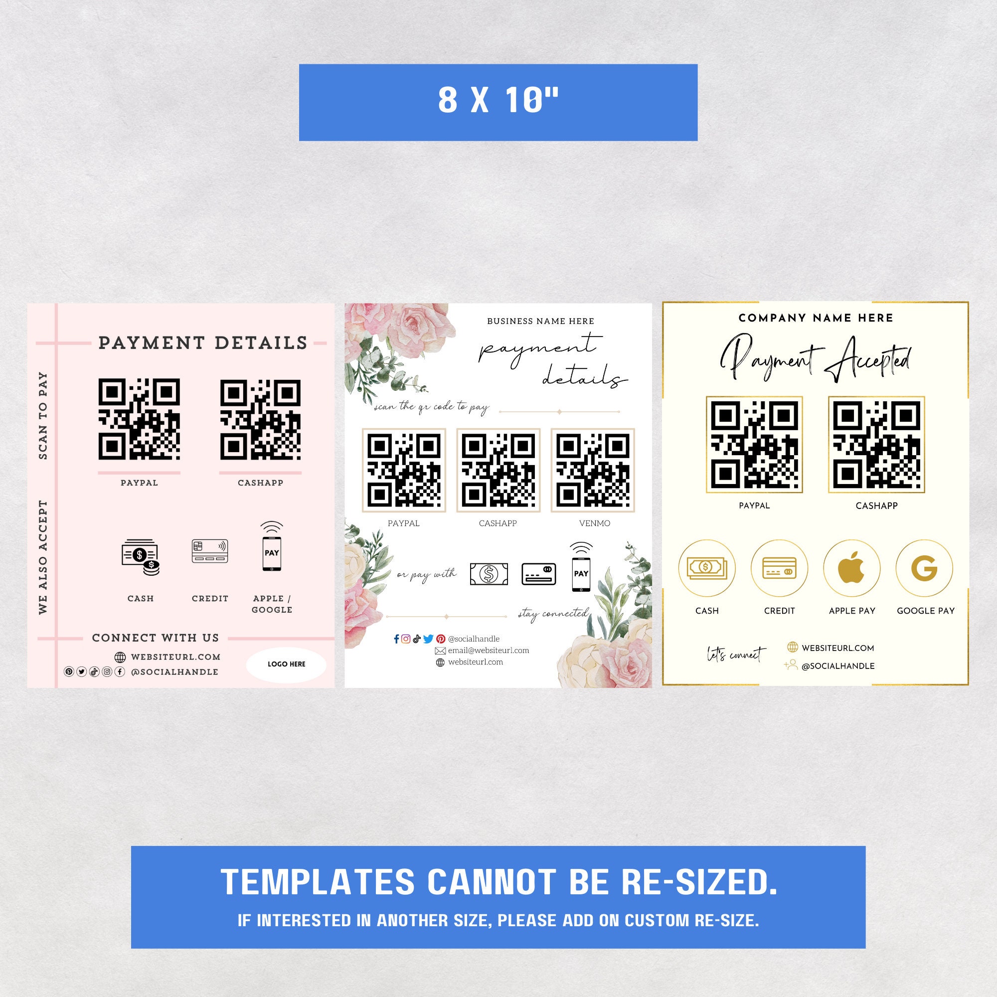 Payment Scan to Pay QR Sign Template QR Payment Table Sign Template ...