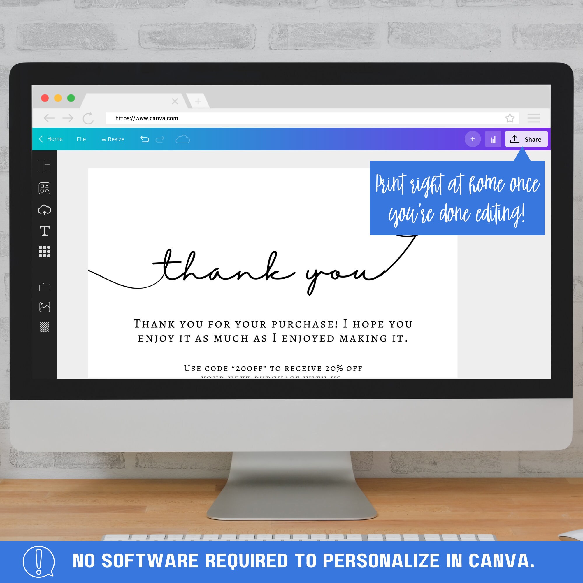 Small Business Thank You Card Template Editable Thank You for Purchase ...