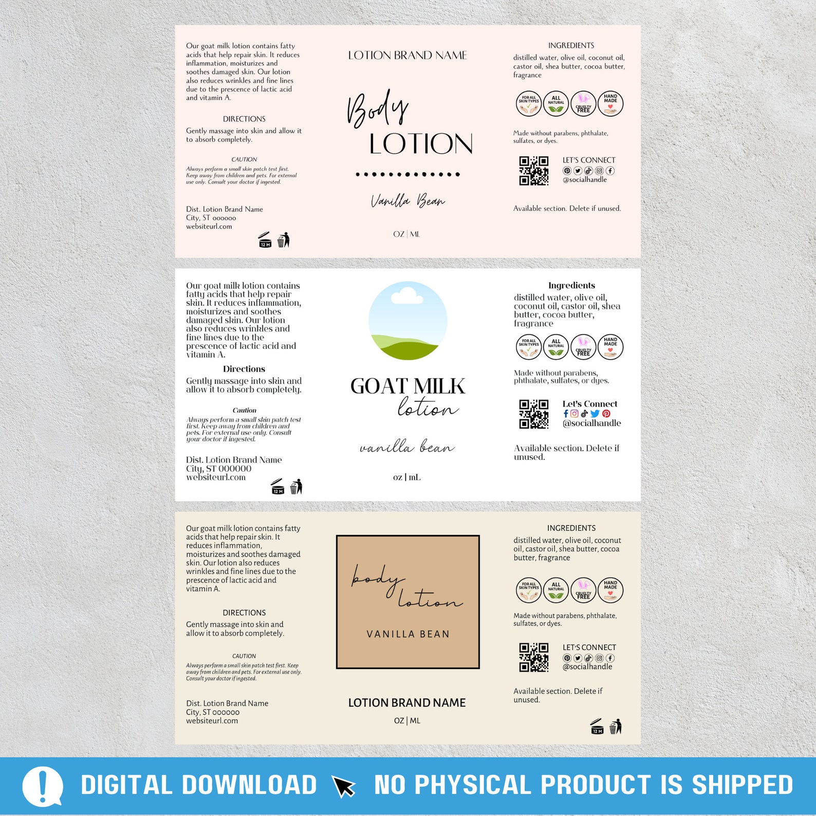 Editable Lotion Bottle Label Template in Canva Handmade Goat Milk ...